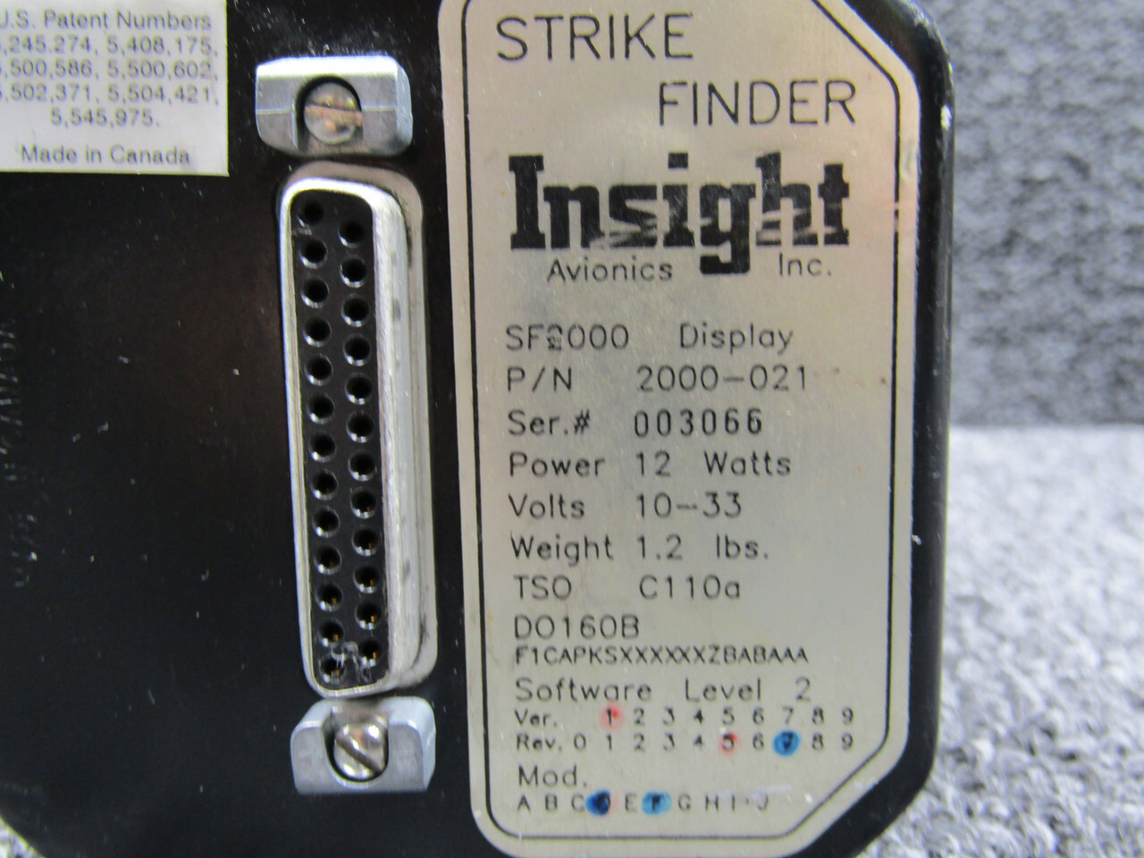 2000-021 Insight SF2000 Strike Finder Display Indicator with Mods ...