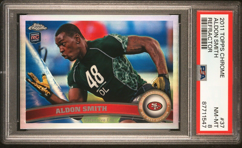 ALDON SMITH 49ers 2011 Topps Chrome Refractor #37 Rookie RC PSA 8 NM-MT ...
