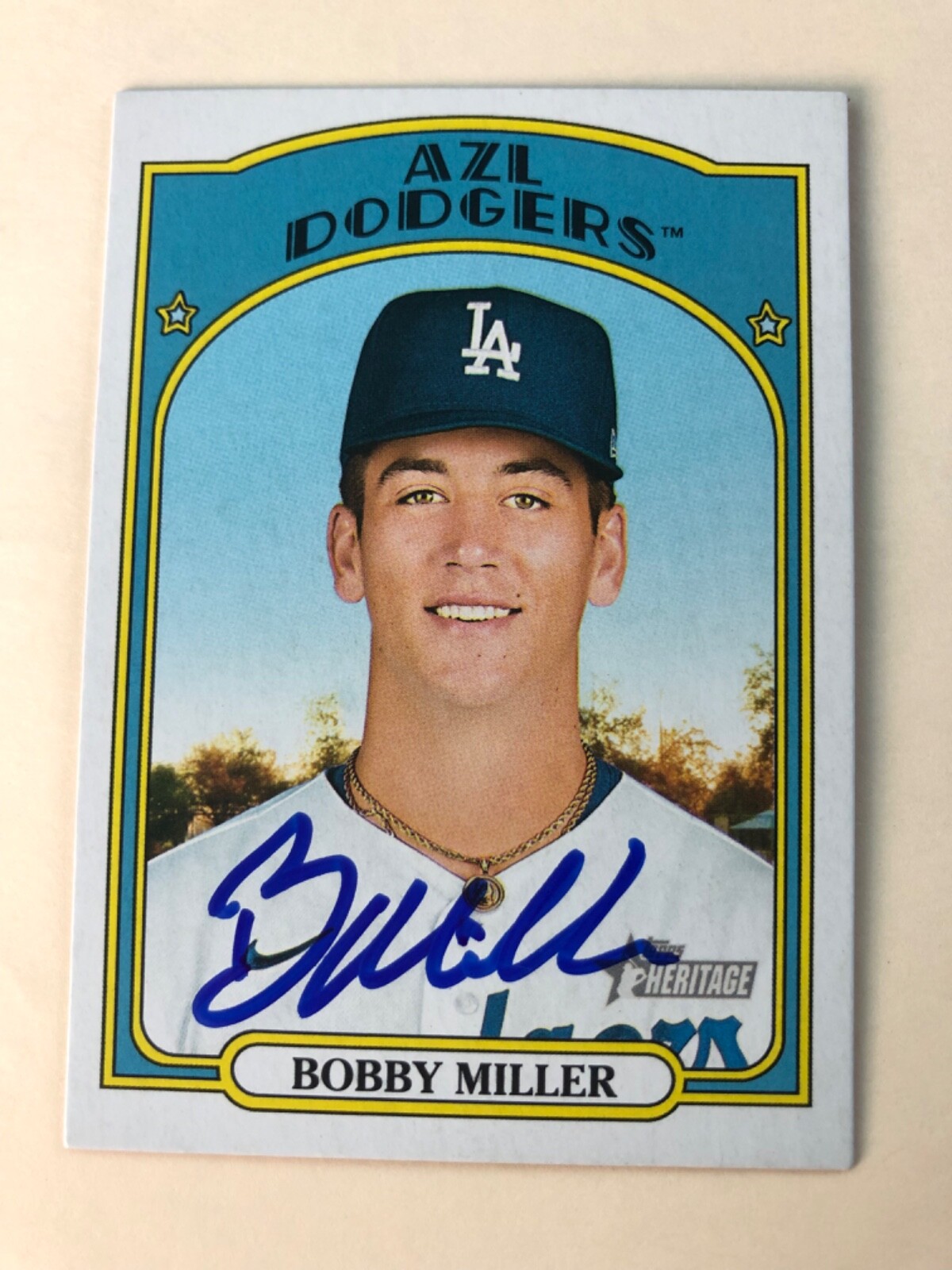 2021 Topps Heritage Minors Dodgers Bobby Miller Autographed Baseball ...