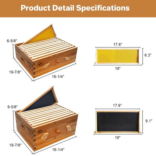 10 Frame Beehive Beeswax Coated(2 Deep Brood Bee Boxes & 1 Medium Super ...