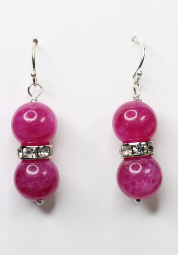 Ruby Jade Fuchsia Pink 10mm Ball Dyed Gemstone .925 Sterling Silver Earrings | eBay