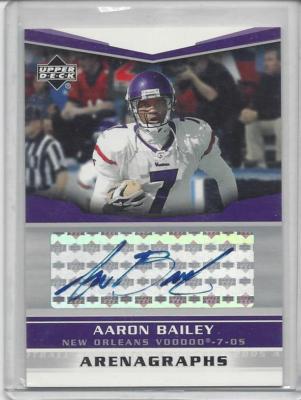 AARON BAILEY 2005 UPPER DECK ARENAGRAPHS FORMER COLTS WR VOODOO ARENA ...