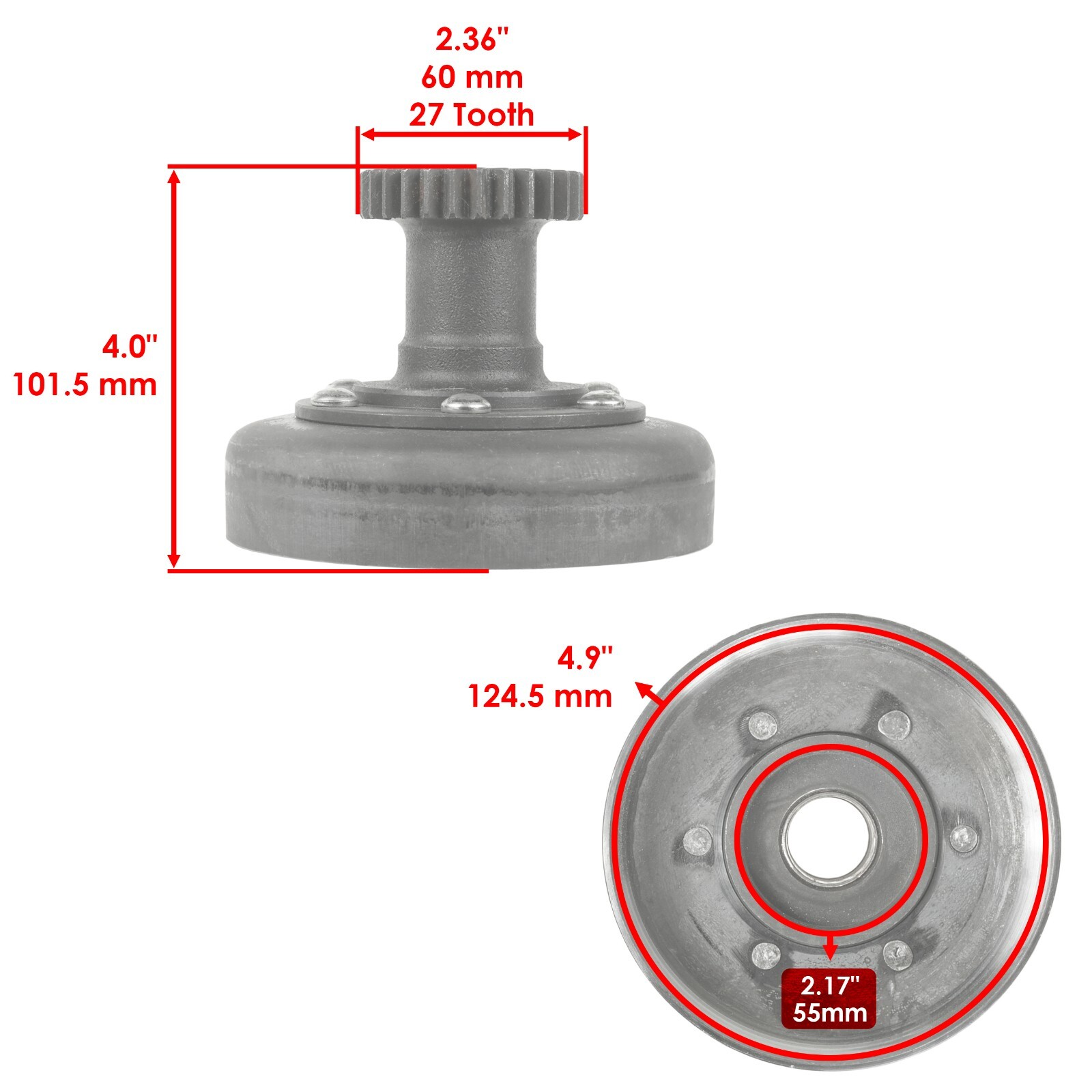 Clutch One Way Bearing w/ Drum Housing for Kawasaki Bayou 300 KLF300C ...