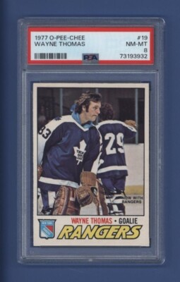 1977-78 OPC #19 WAYNE THOMAS PSA 8 NM-MT New York Rangers *GOALIE* *LOW ...
