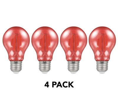 4x 4.5W LED RED GLS Light Bulb ES E27 Edison Screw Very Bright Coloured ...