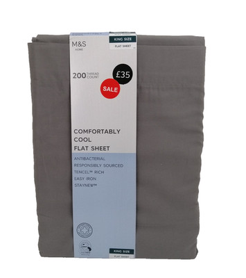 M&S Home Comfortably Cool Flat Sheet Dark Grey King Size New | eBay UK