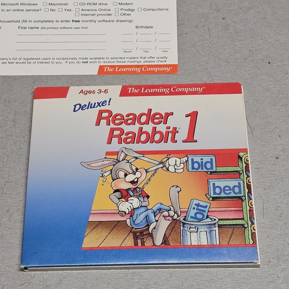 The Learning Company Reader Rabbit 1 Deluxe CD-ROM Complete w/ Manuals ...