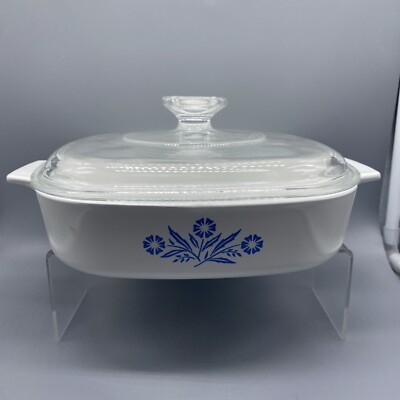 Corning Ware 8 x 8 x 1.75" Casserole Blue Cornflower A-3-B PYREX Glass ...