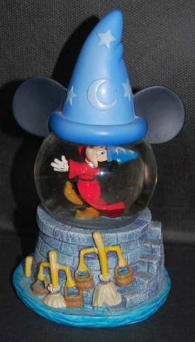 Disney Mickey Mouse Wizard Hat Snow Water Globe Fantasia Sorcerers ...