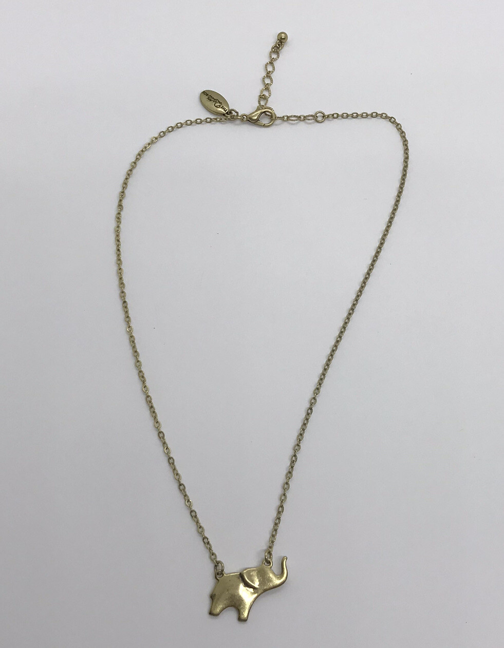 The Delta Box brass tone trunk up Elephant chain neck… - Gem