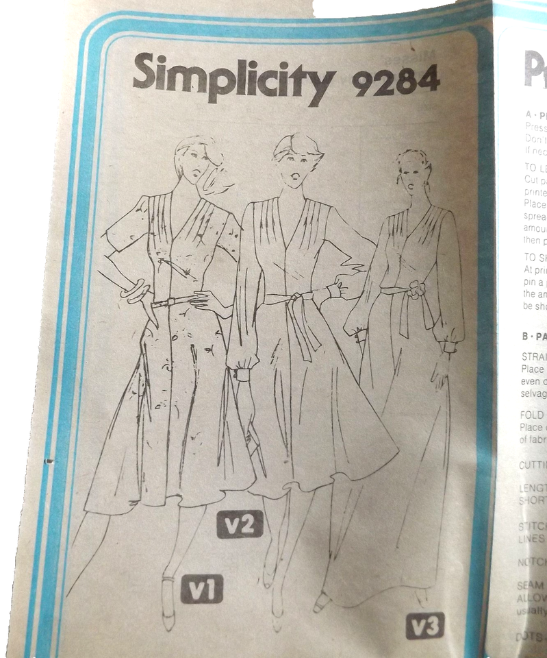 Simplicity 9284 Ladies V Neck Dress Evening Formal Gown Size 10 Sewing ...