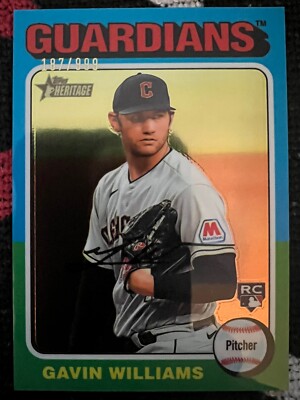 2024 Topps Heritage Chrome GAVIN WILLIAMS 368/999 Cleveland Guardians ...