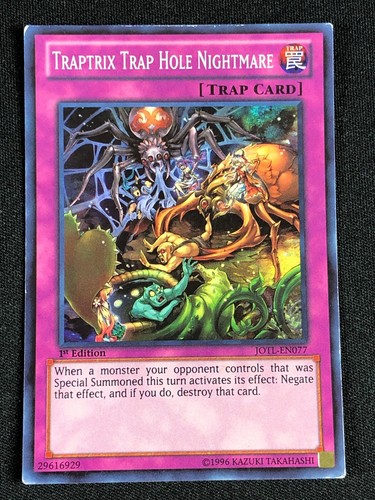 YUGIOH TRAPTRIX TRAP HOLE NIGHTMARE JOTL-EN077 1ST SUPER PLAY/EDGE WEAR ...