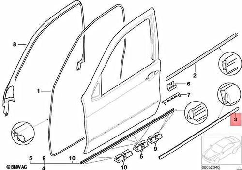Genuine BMW X5 E53 X5 3.0d 3.0i 4.4i 4.6is Outer Weatherstrip Right ...