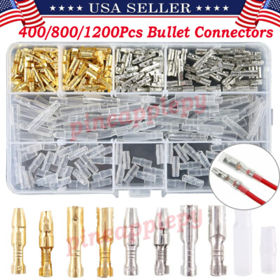 1200/400Pcs Male Female Bullet Crimp Electrical Wire Terminal ...