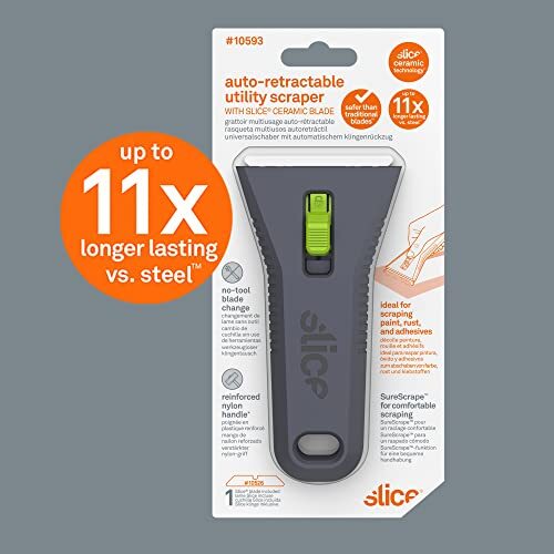 10593 Utility Scraper Self-retracting Ceramic Blade Rust Finger ...