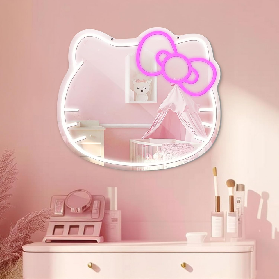 Anime Mirror Vanity, Neon Sign Stuff Room Decor, Neon LED Wall Mirror ...