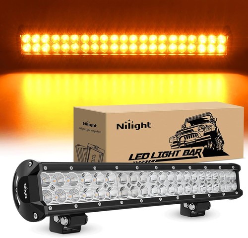 Nilight LED Light Bar 20 Inch 126W Spot Flood Combo Amber Beam LED Work ...