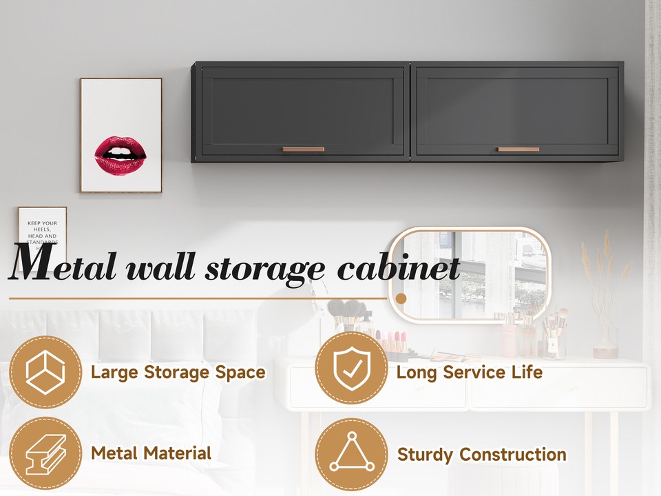 Storage Cabinet Wall-Mount With Flip-up For Home Kitchen Cupboard Wall ...