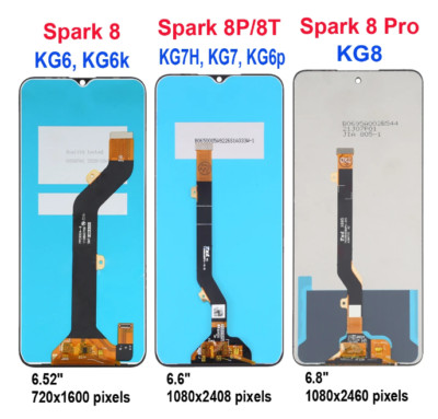 For Tecno Spark 8T 8P KG6p KG7H KG7 LCD Display Touch Screen Digiziter ...