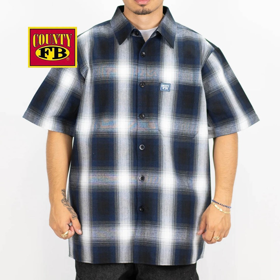 Men's FB County Short Sleeve Plaid Checker Flannel Shirt | eBay