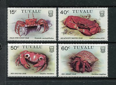 Tuvalu 348-351 MNH Crab 1986 Stalk-eyed ghost Red & white painted ...