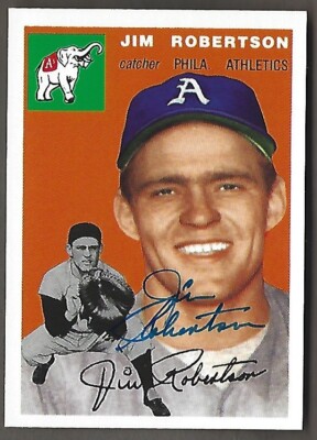 Topps Archives 1954 Reprint Jim Robertson Card # 149 Autograph Signed ...