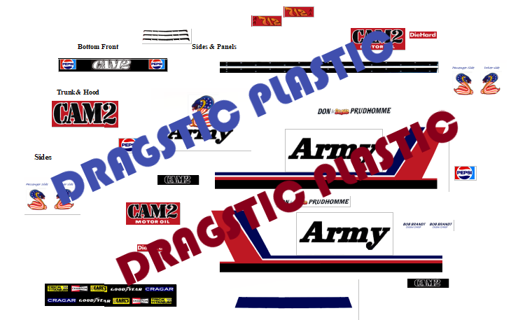 Don The Snake Prudhomme 1980 ARMY Dodge Omni FUNNY CAR Decals | eBay