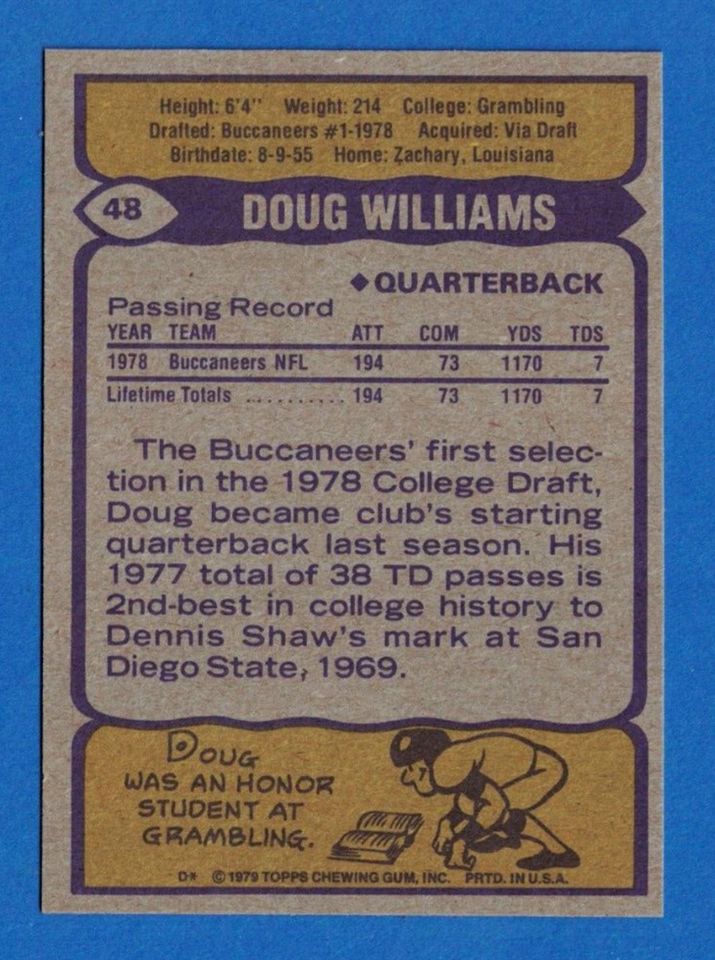 1979 Topps Football #48 Doug Williams Rookie RC NM-MT+ MINT Tampa Bay ...