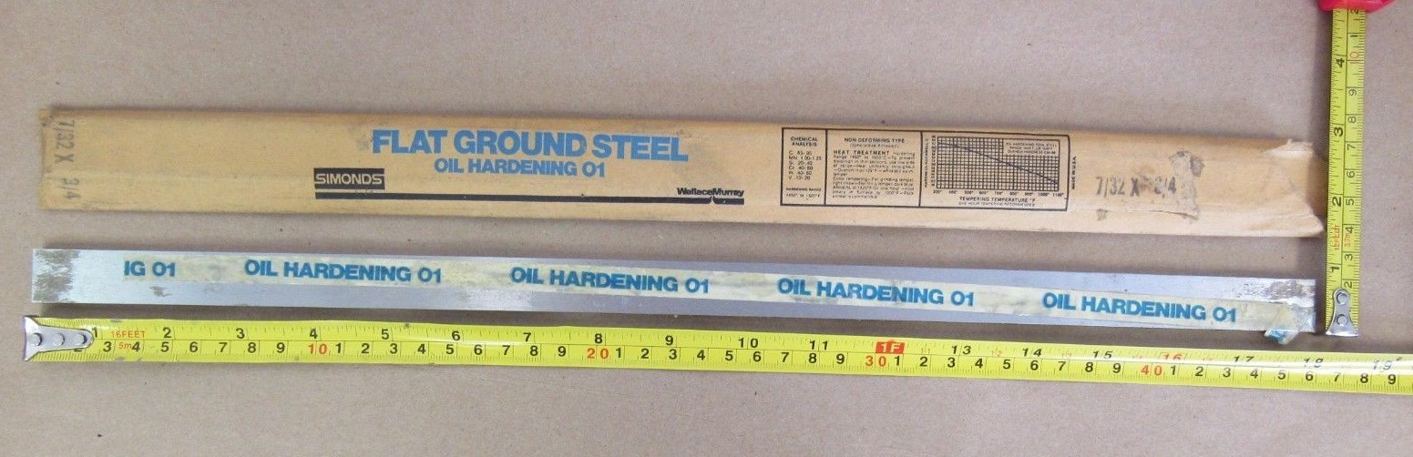 O1 TOOL STEEL SHEET 7/32" X 3/4" X 18", SIMONDS FLAT GROUND STEEL OIL ...
