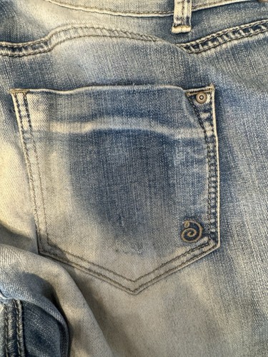 indigo rein jeans womens size 7 skinny ankle distressed stretch patches ...