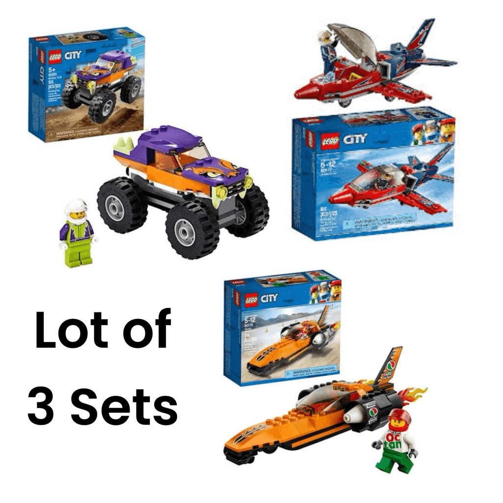 Lego City 3 Complete Sets Airshow Jet 60177 Speed Record Car 60178 ...