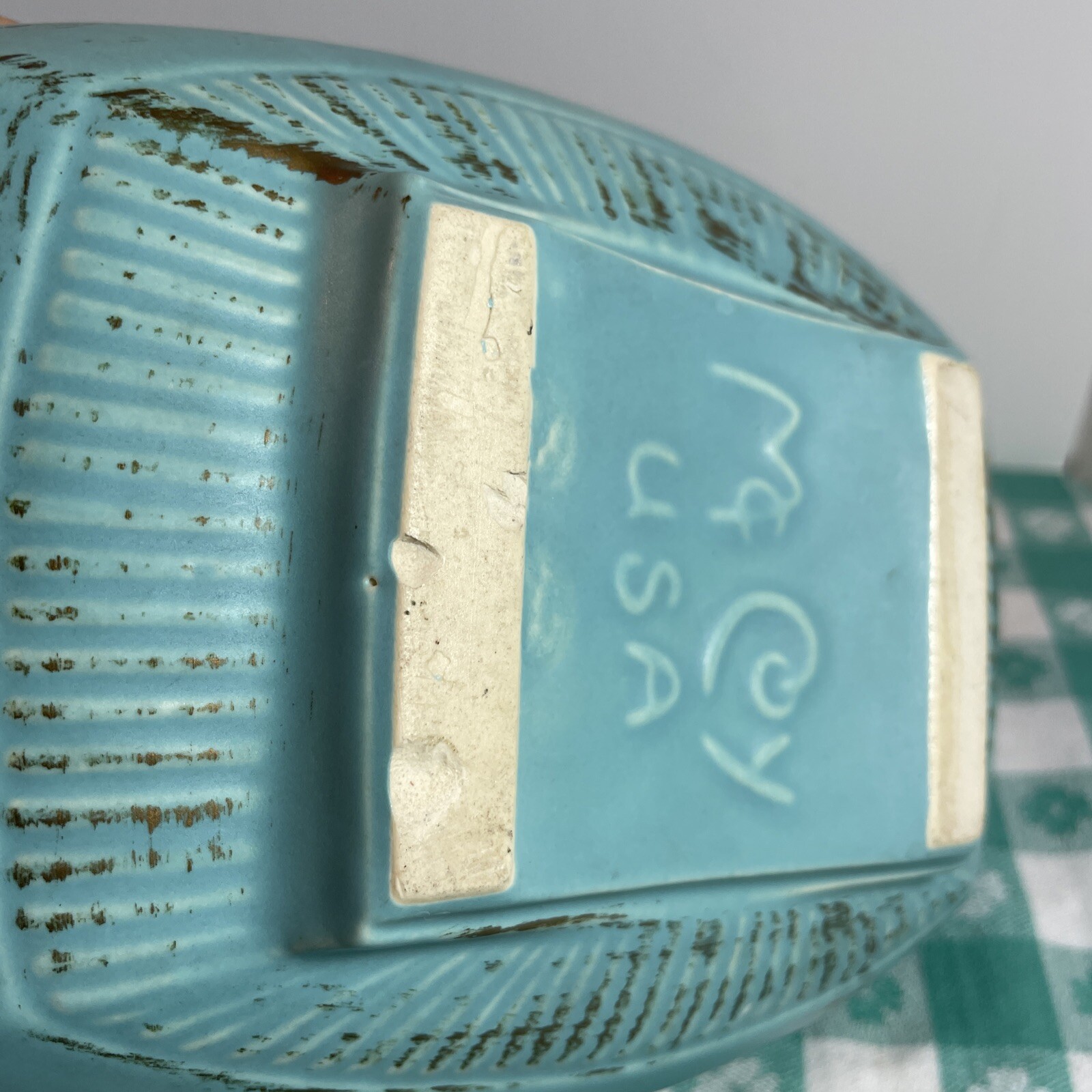 Vintage McCoy Pottery Turquoise Low Planter | eBay