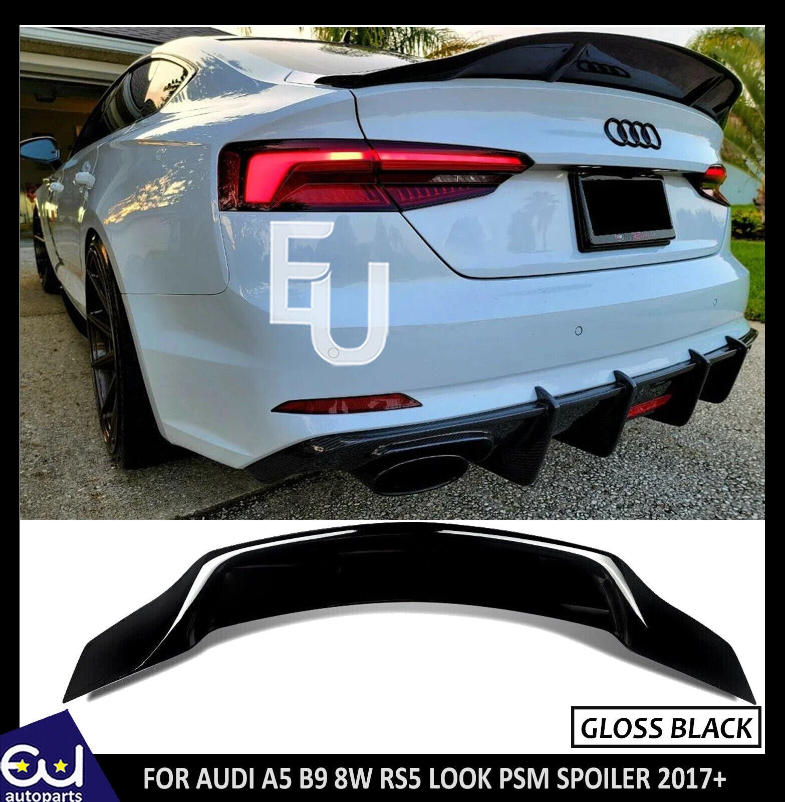 REAR BOOT SPOILER WING PSM DUCKTAIL FOR AUDI A5 S5 RS5 B9 SPORTBACK ...