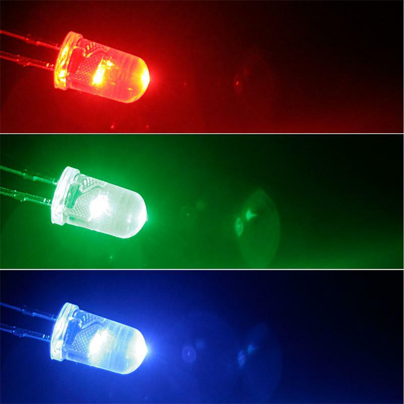 20 LEDs 5mm wasserklar RGB langsam blinkend, blinkende LED rot grün ...