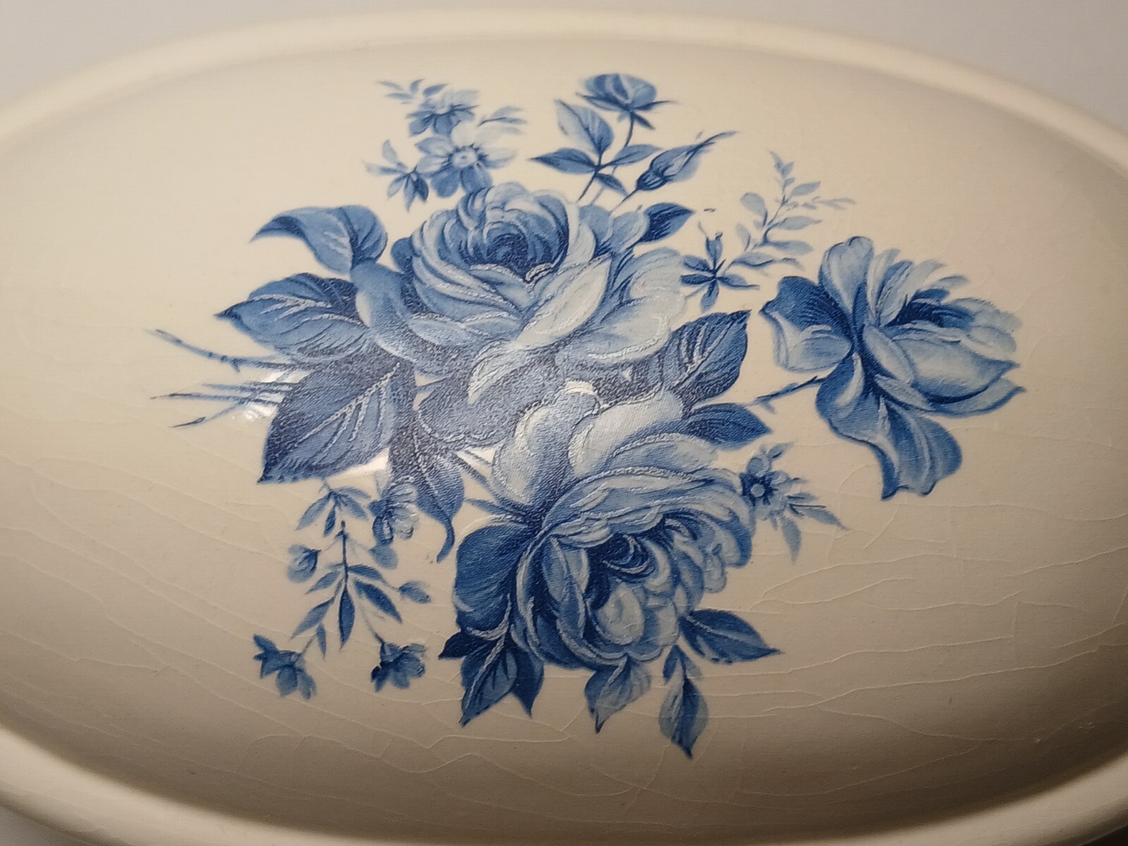 Vintage 1976 Duncan Enterprises Ceramic White with Blue Roses Lidded ...