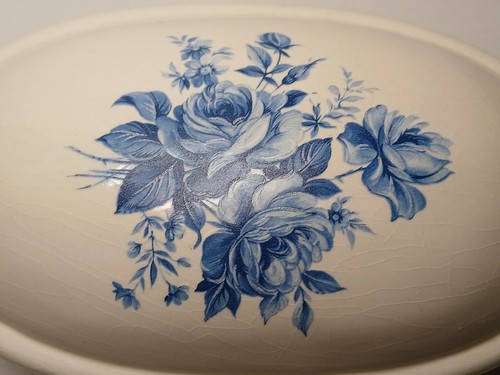Vintage 1976 Duncan Enterprises Ceramic White with Blue Roses Lidded ...