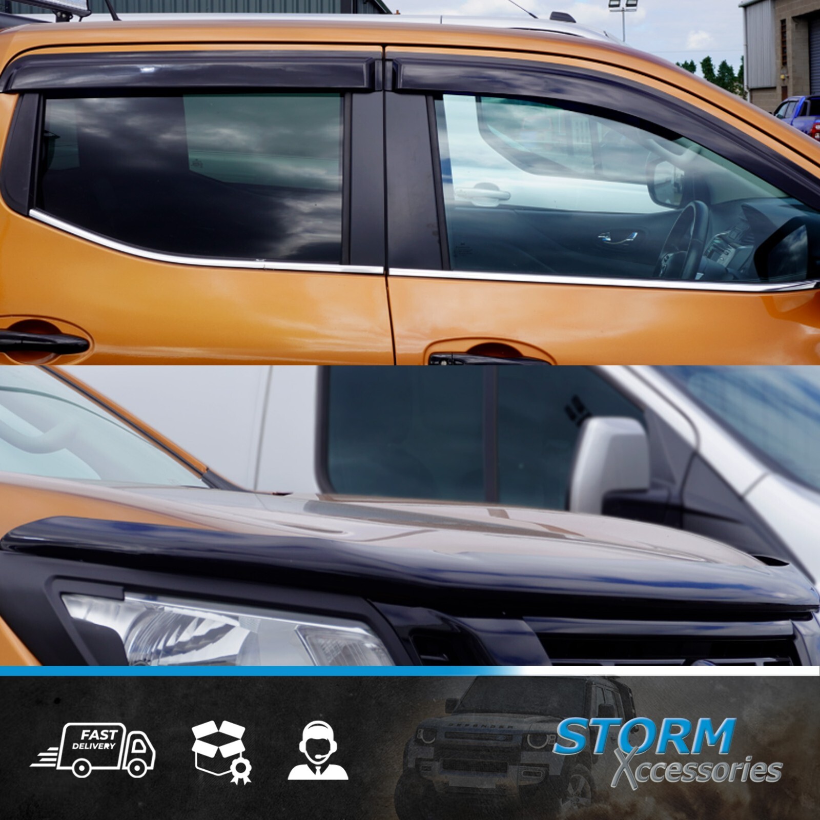 FOR NISSAN NAVARA NP300 2016 ONWARD WIND DEFLECTORS VISORS AND BONNET ...