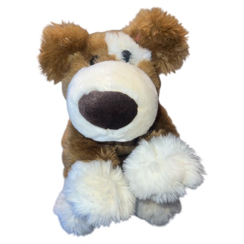 Toy Works Puppy Dog Plush Brown White Spots Folded Ears Shaggy Big Nose ...