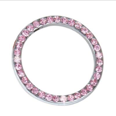 Car Ignition key lock keyhole decoration gold ring Pink crystal decal ...