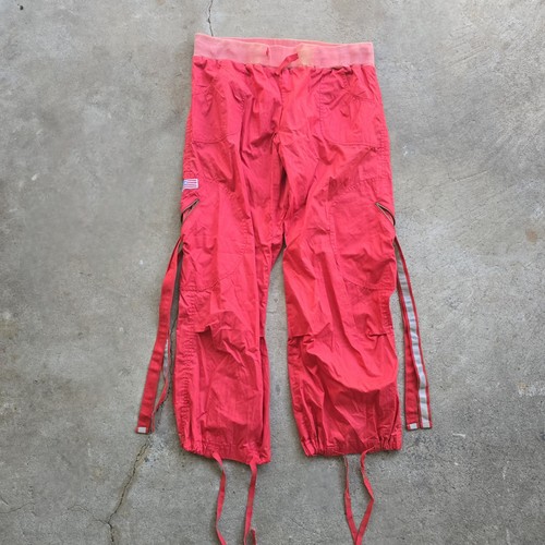 Vintage Y2K UFO Parachute Pants Red Baggy Cargo Rave Cyber Goth 90s M ...
