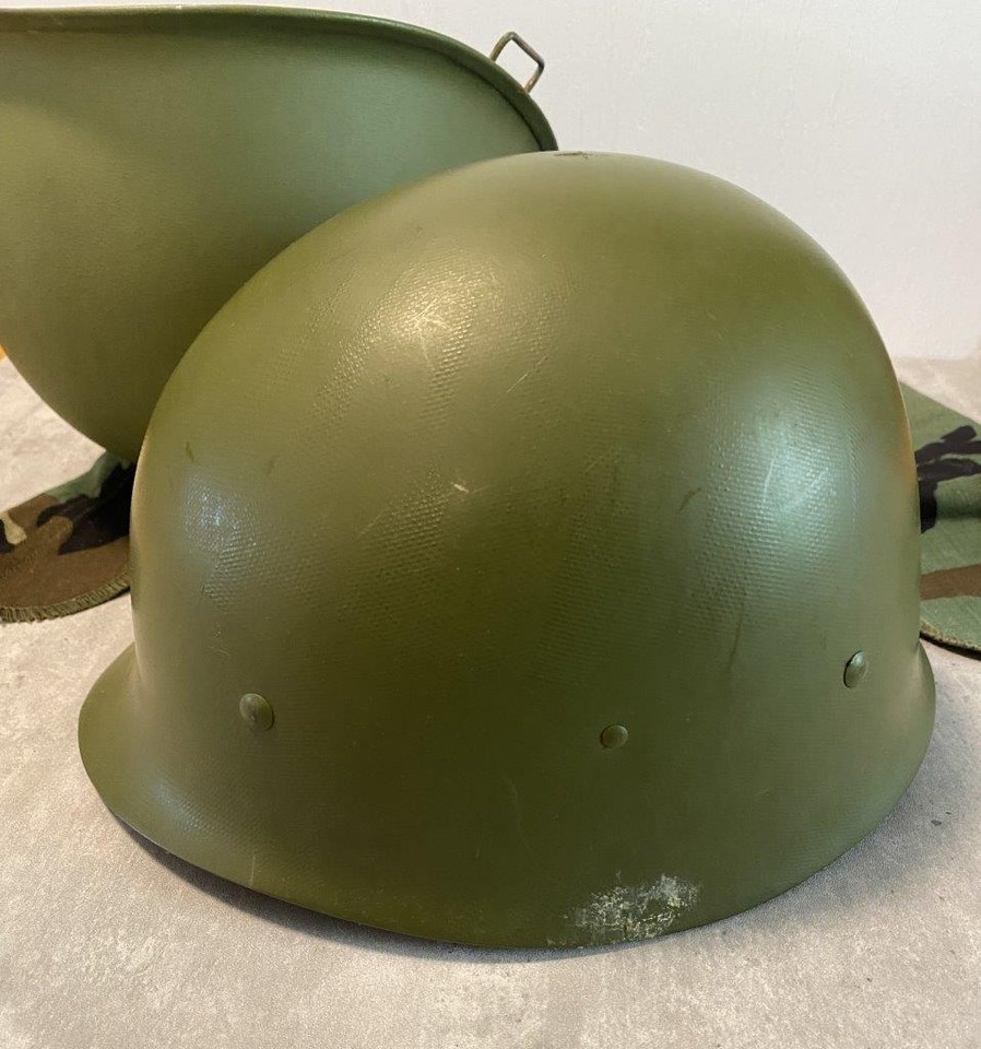 US Military Late M1 Helmet, Insert and Woodland Camo Vintage Post ...