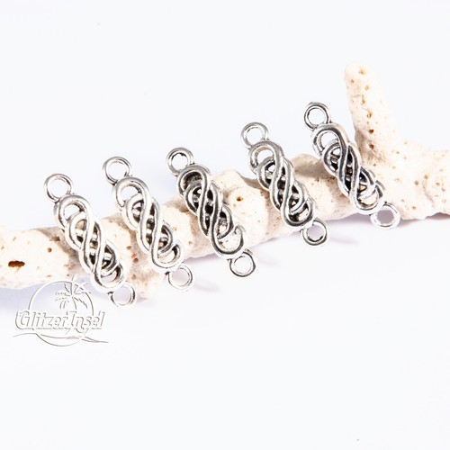 10x Schmuck Verbinder Unendlich Symbol Silber 22mm Silber GlitzerInsel ...