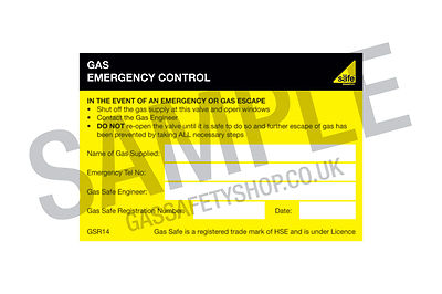 Gas Safe Emergency Control Self-adhesive Labels (GSR14) | eBay UK