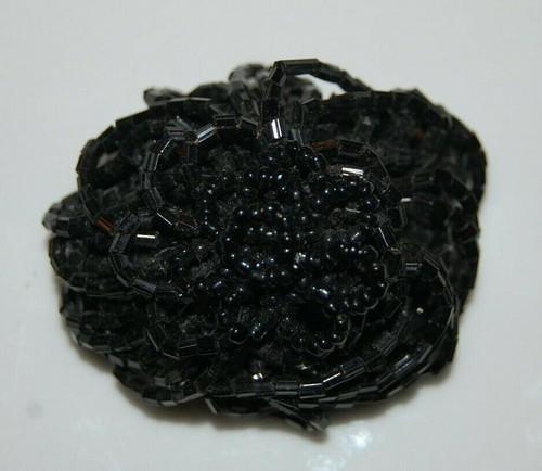 ELEGANT TALBOTS COUTURE BLACK SEED AND BUGGLE BEAD CLUSTER STATEMENT ...