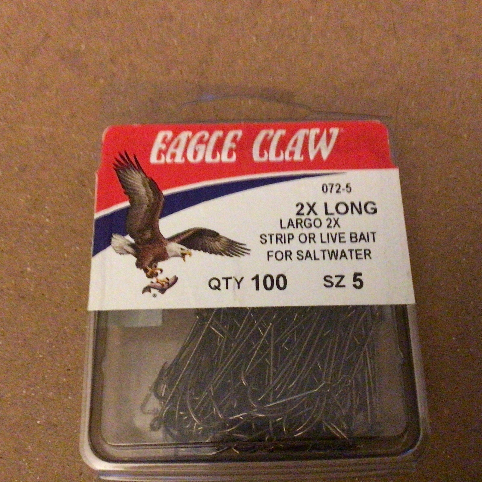 Lot of 2 New Old Stock Eagle Claw,2X Long Hooks,072-3,072-5,Qty.100 Ea ...
