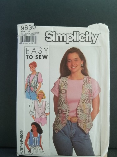 Vintage Simplicity pattern 9630 vests bolero multiple sizes 3 styles ...