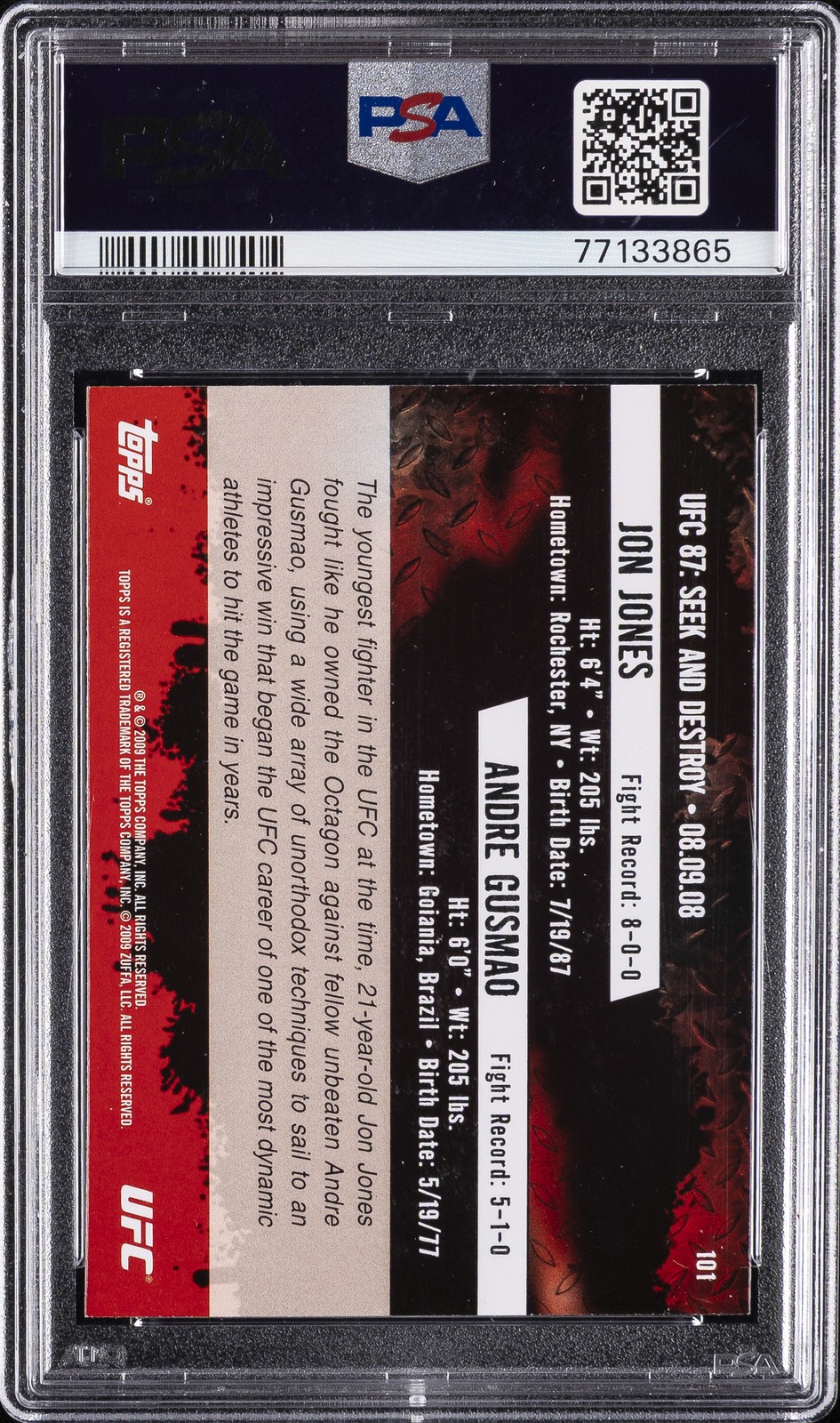 2009 TOPPS UFC ROUND 2 #101 ANDRE GUSMAO/JON JONES PSA 10 | eBay