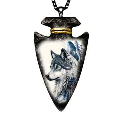 Wolf Head Arrowhead Pendant Necklace | eBay