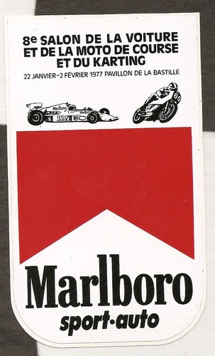 ORIGINAL MARLBORO PARIS RACING CAR & BIKE SHOW 1977 ORIGINAL STICKER ...